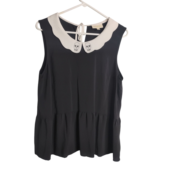 Modcloth | Tops | Modcloth Gothic Black Sleeveless Top With White ...